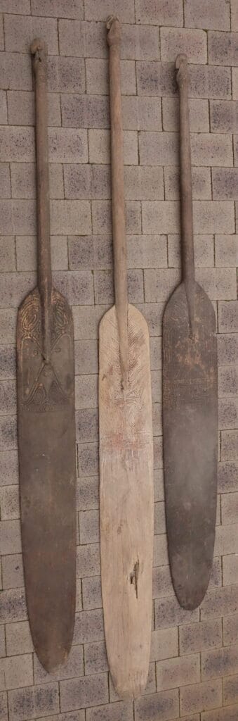Three Sailing Canoe Steering Paddles - new guinea tribal arts